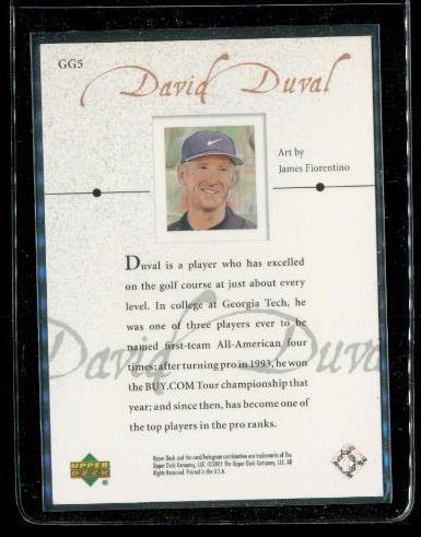 Vintage 2001 UPPER DECK GOLF GALLERY Golf Trading Card GG2 DAVID DUVAL ...