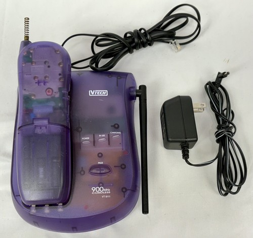 Working Vtech VT 9111 Cordless Phone 900 MHz Translucent Purple Y2K 90s ...