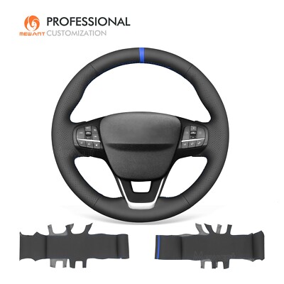 Black Real Leather Steering Wheel Wrap for Ford Escape 2019-2020 Bronco ...