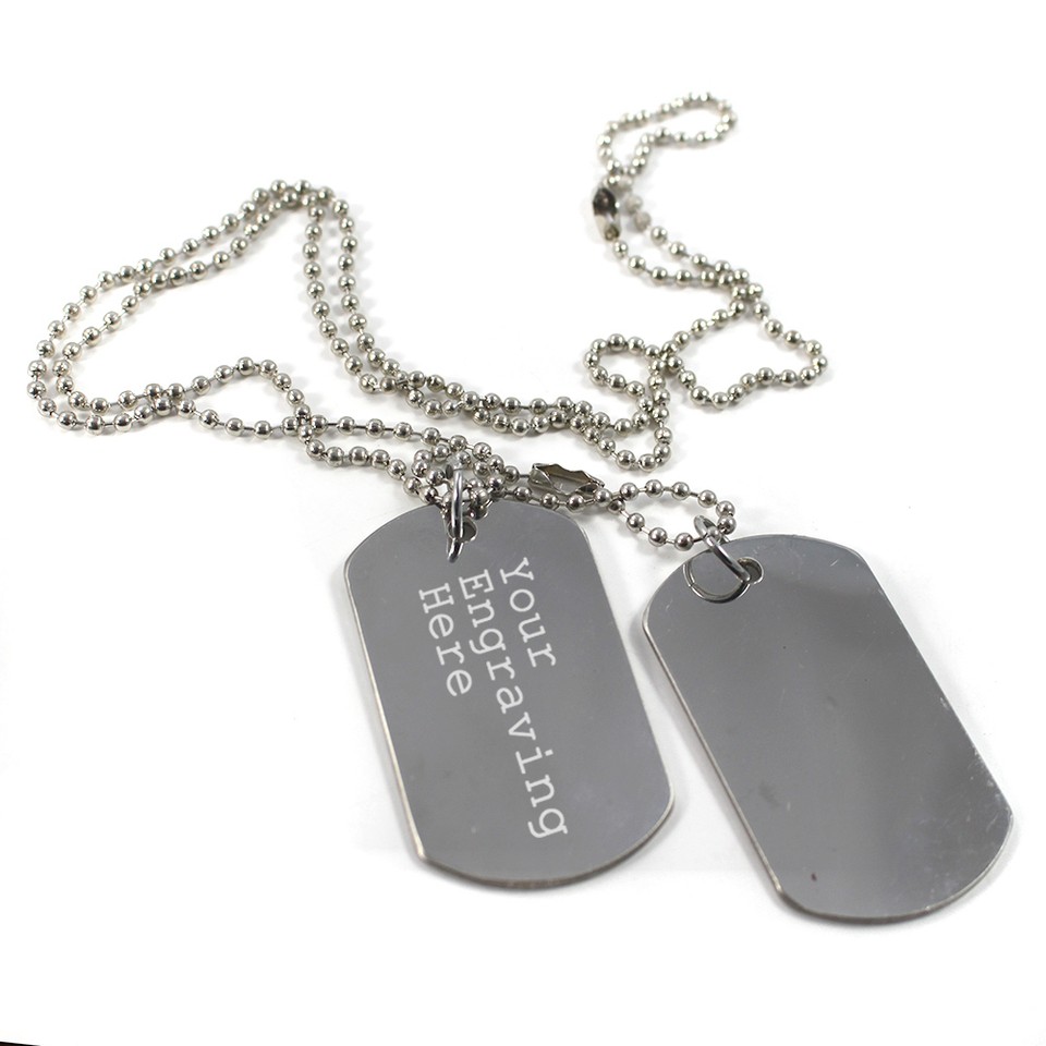 Personalised Engraved Text Stainless Steel Army Dog Tags Necklace ID ...