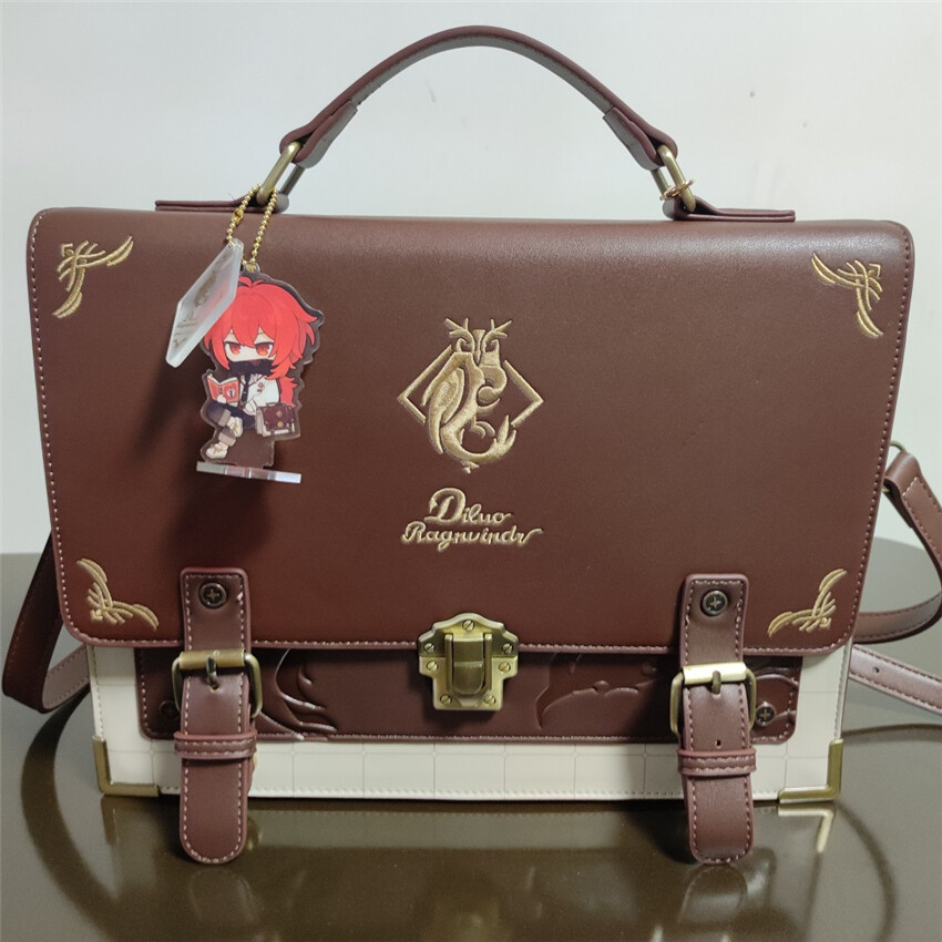 Genshin Impact Official Diluc Theme Handbag Messenger Bag PU Crossbody ...
