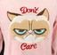 Grumpy Cat Don't Care Cat Face Pink Soft Velour Pajama Top Sleepwear ...