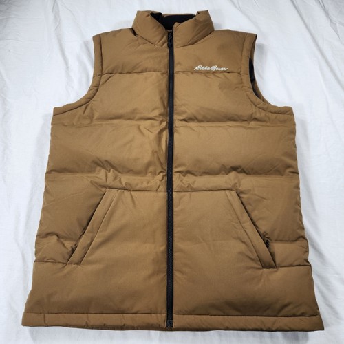 Eddie Bauer Puffer Vest Mens TL Brown Down Full Zip Packable Pockets | eBay