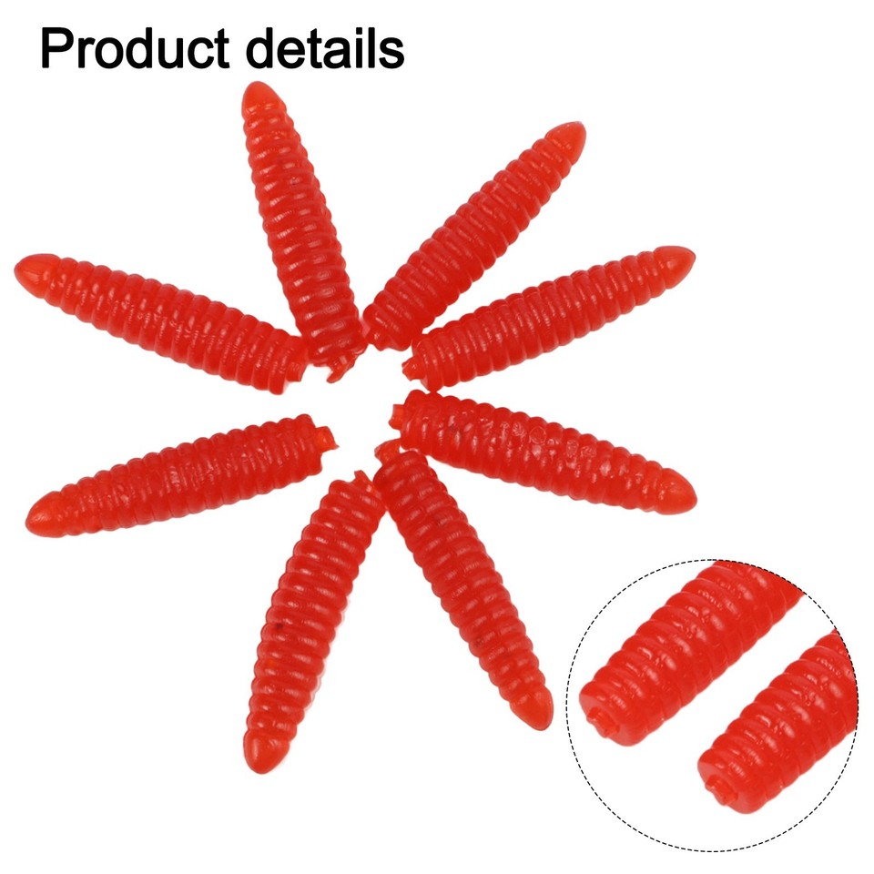 60pcs Red Rubber Worm Bait Set for Fishing Ideal for Predatory Species ...