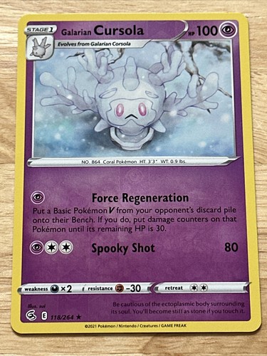 Galarian Cursola - 118/264 - Reverse Holo - Fusion Strike - VLP/N ...