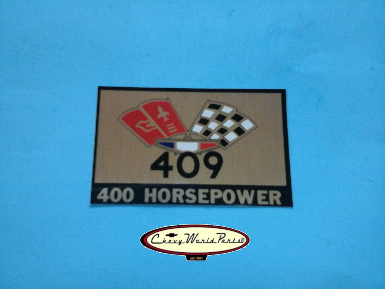 CHEVROLET GOLD CROSS FLAG 396 409 AIR CLEANER DECAL CHOICE 375 450 340 ...