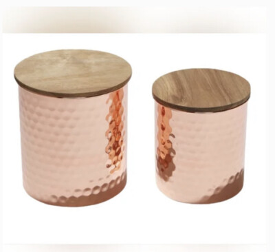 Uncommon James Hammered Copper Canister 2 piece Storage Set Kitchen ...