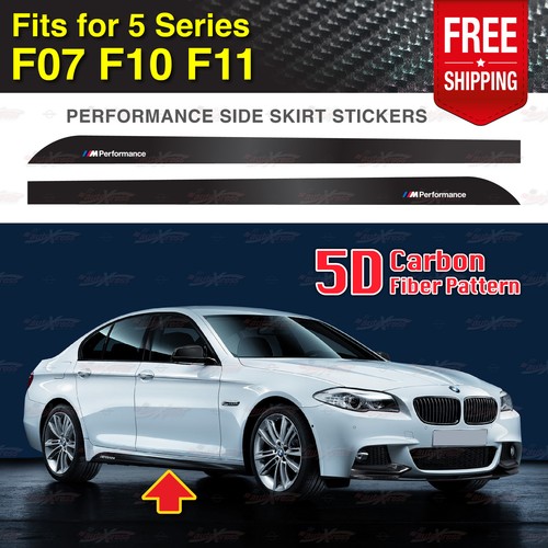 For BMW F07 F10 F11 5 Ser Sport Side Skirt Sticker 5D CARBON PATTERN ...
