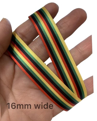 Rasta Ribbon, Reggae. Rastafarian 16 mm, Coloured Craft Trim Cut Per 2 ...