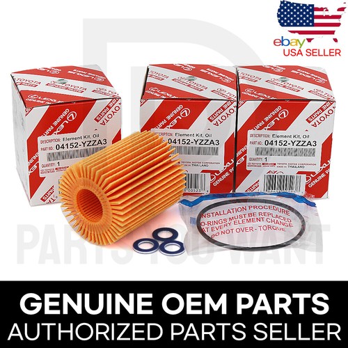 [3x] Genuine Lexus OEM Oil Filters 04152-YZZA3 + Oil Plug Gaskets 90430 ...
