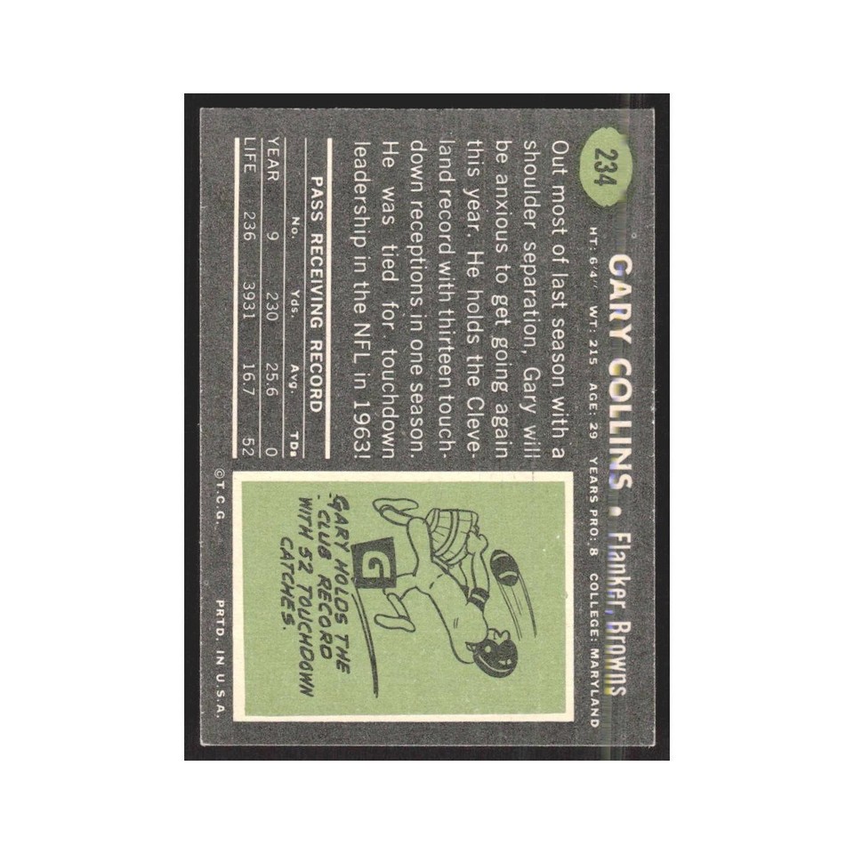 1969 Topps Gary Collins Browns #234 | eBay UK