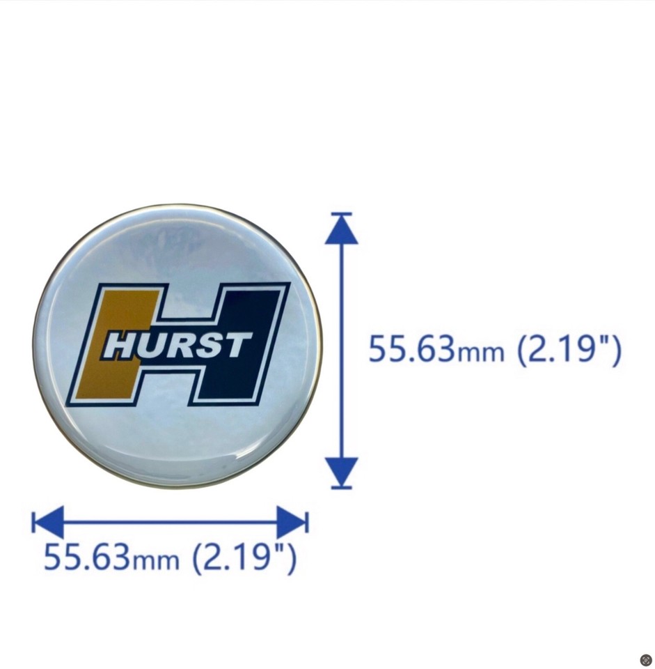 HURST shifter logo Wheel emblems Chrome gold & black for flat surface ...