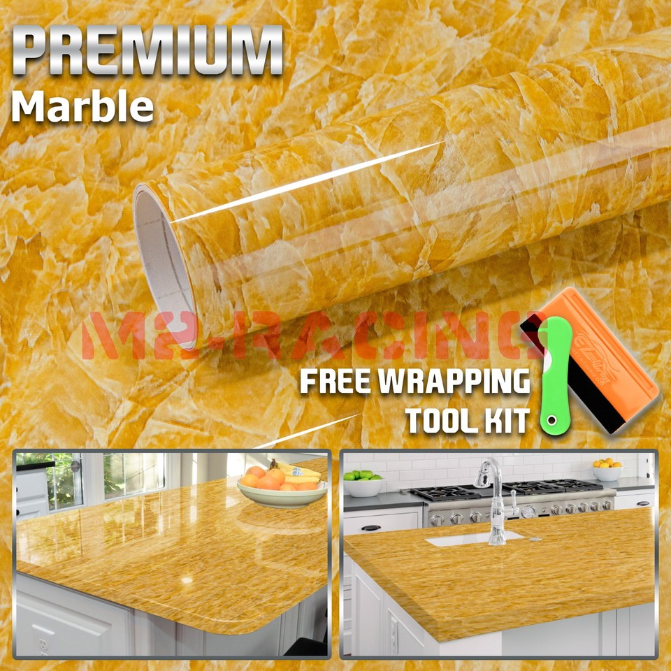 Gloss / Matte Marble Granite Style Vinyl Wrap Self Adhesive Counter Top ...