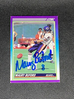 Maury Buford Chicago Bears SB XX 1990 Score Signed Auto Card #548 COA ...