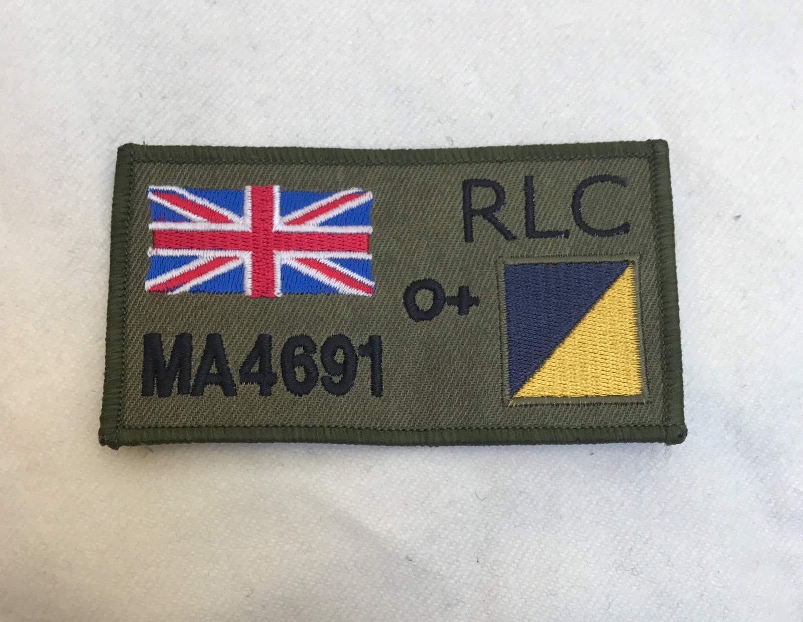 RLC Army Zap Number & Blood Group Badge, Military Patch, Hook & Loop ...