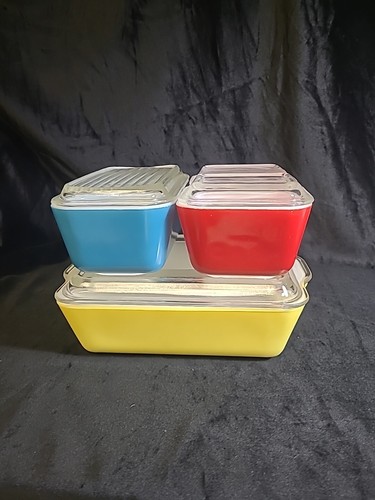 Pyrex Primary Colors Refrigerator Dish Set 501, 502, 503 Vintage 1950s ...