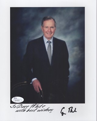 GEORGE BUSH HAND SIGNED 8x10 COLOR PHOTO RARE INCREDIBLE POSE JSA | eBay