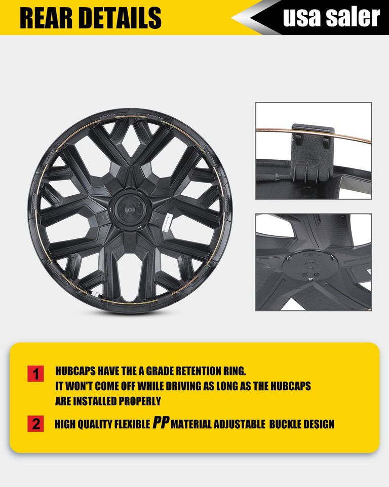 4PCS 14" 15" 16" 17" Wheel Covers for Toyota Corolla Nissan Versa Chevy ...