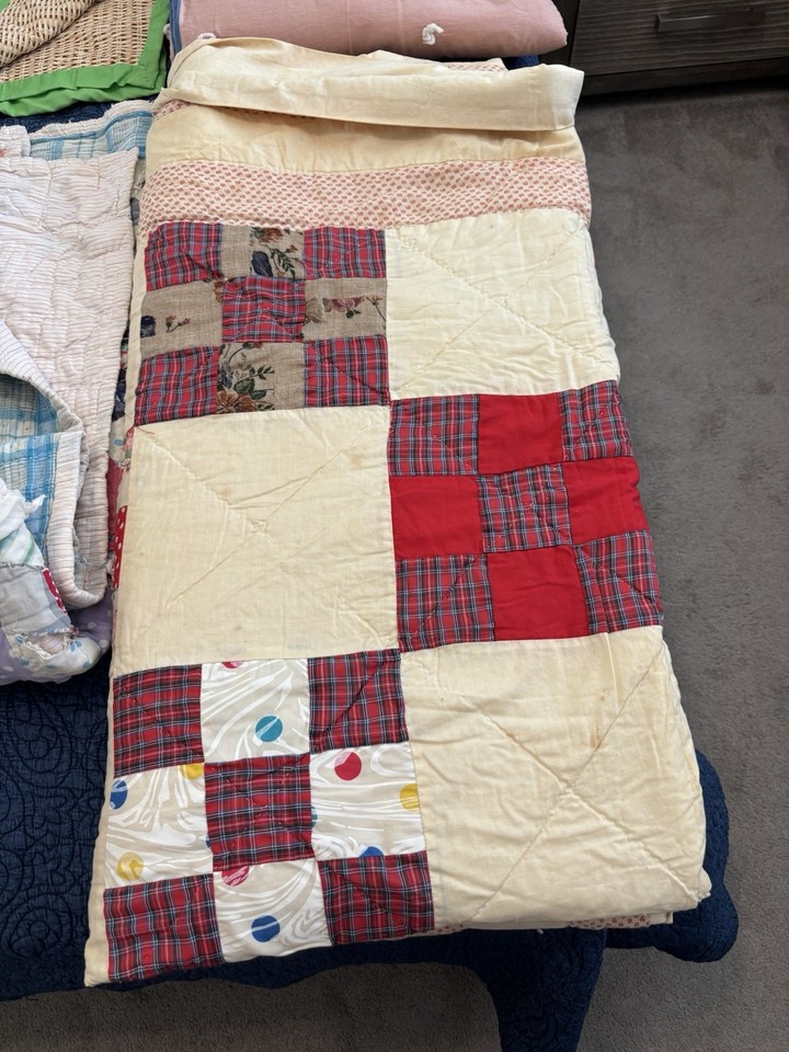 Vtg Lot Of 9 Miscellaneous Hand And Machine Made Quilts | eBay