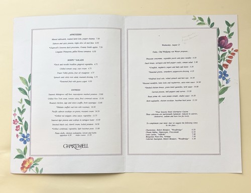 Four Seasons Hotel Vancouver Canada Chartwell Vintage Restaurant Menu ...
