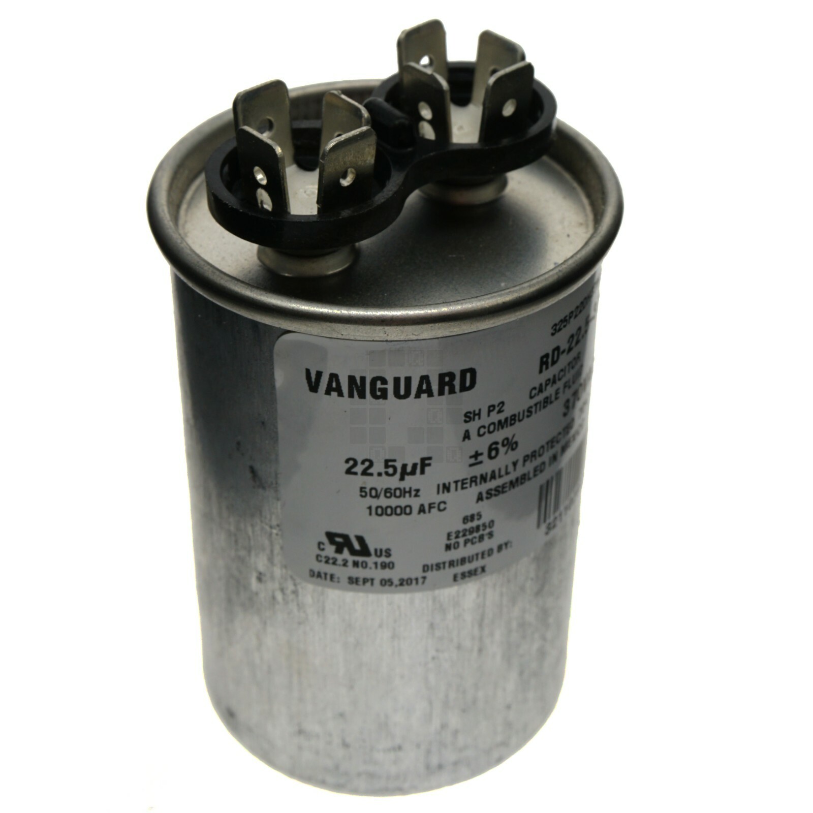 Vanguard RD-22.5-370 Electric Motor Run Capacitor, 22.5uF, 370VAC 50 ...