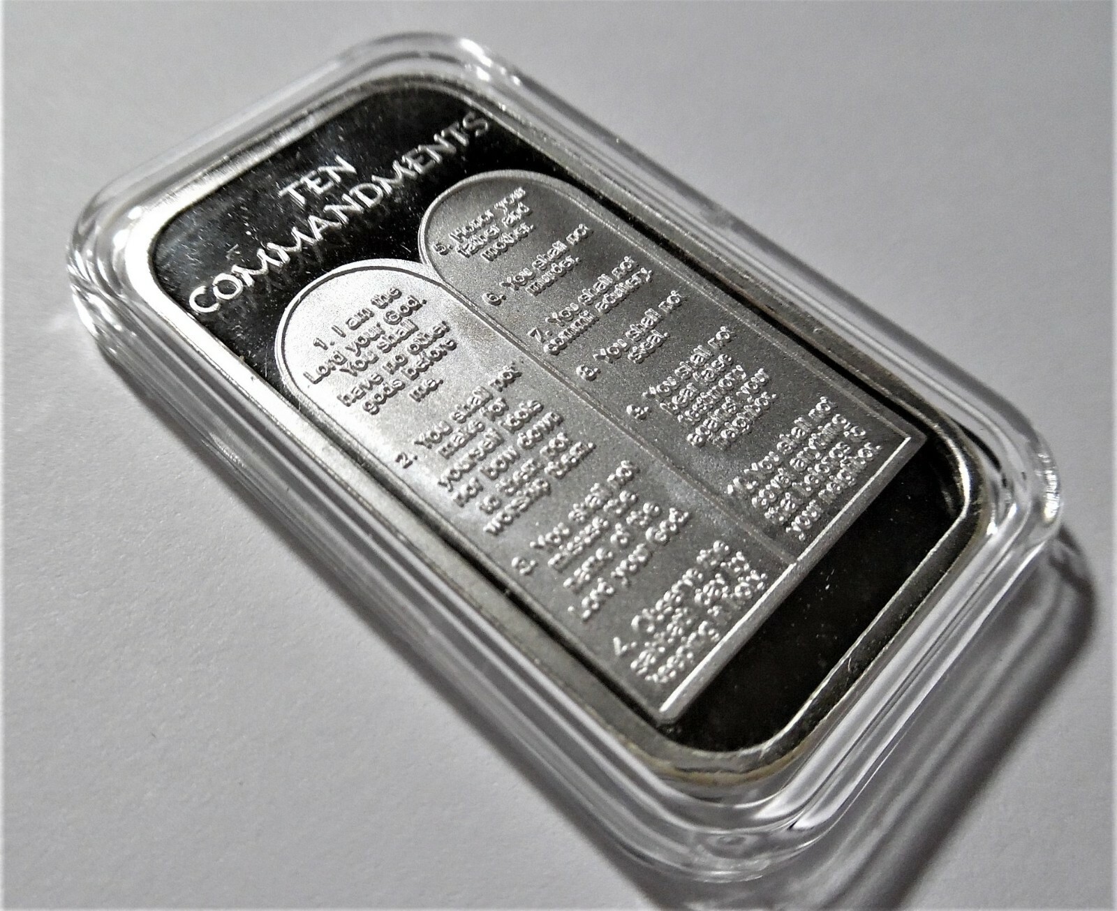 1oz 10 TEN COMMANDMENTS .999 SILVER BAR ~ SEALED IN A HARD PLASTIC AIR ...