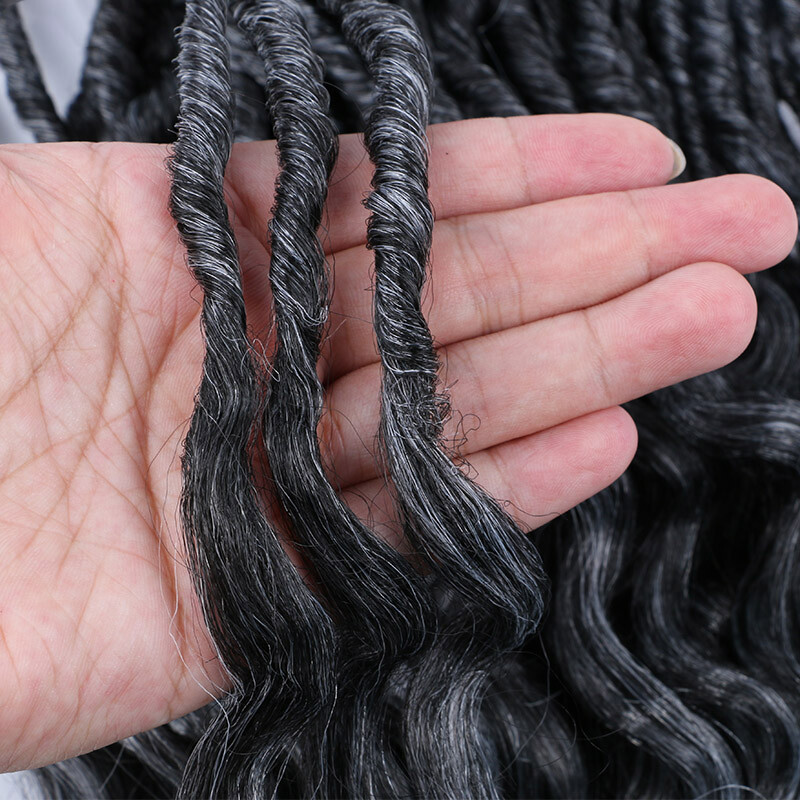 24" Deep Wave Faux Locs Crochet Hair Ombre Goddess Locs Crochet Braids ...