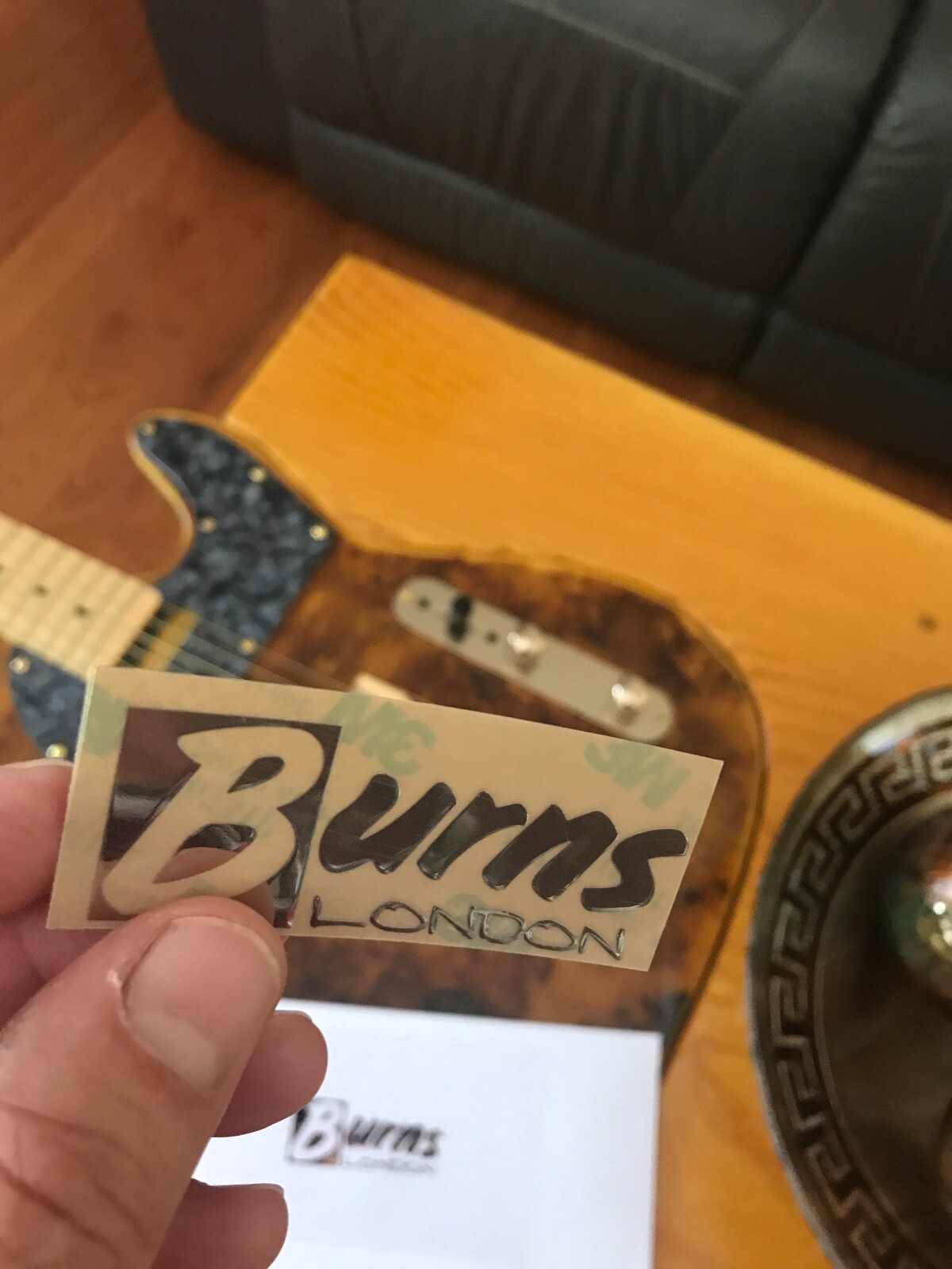 Burns Guitar Decal 3D Metal Chrome headstock Restoration decal Sticker ...