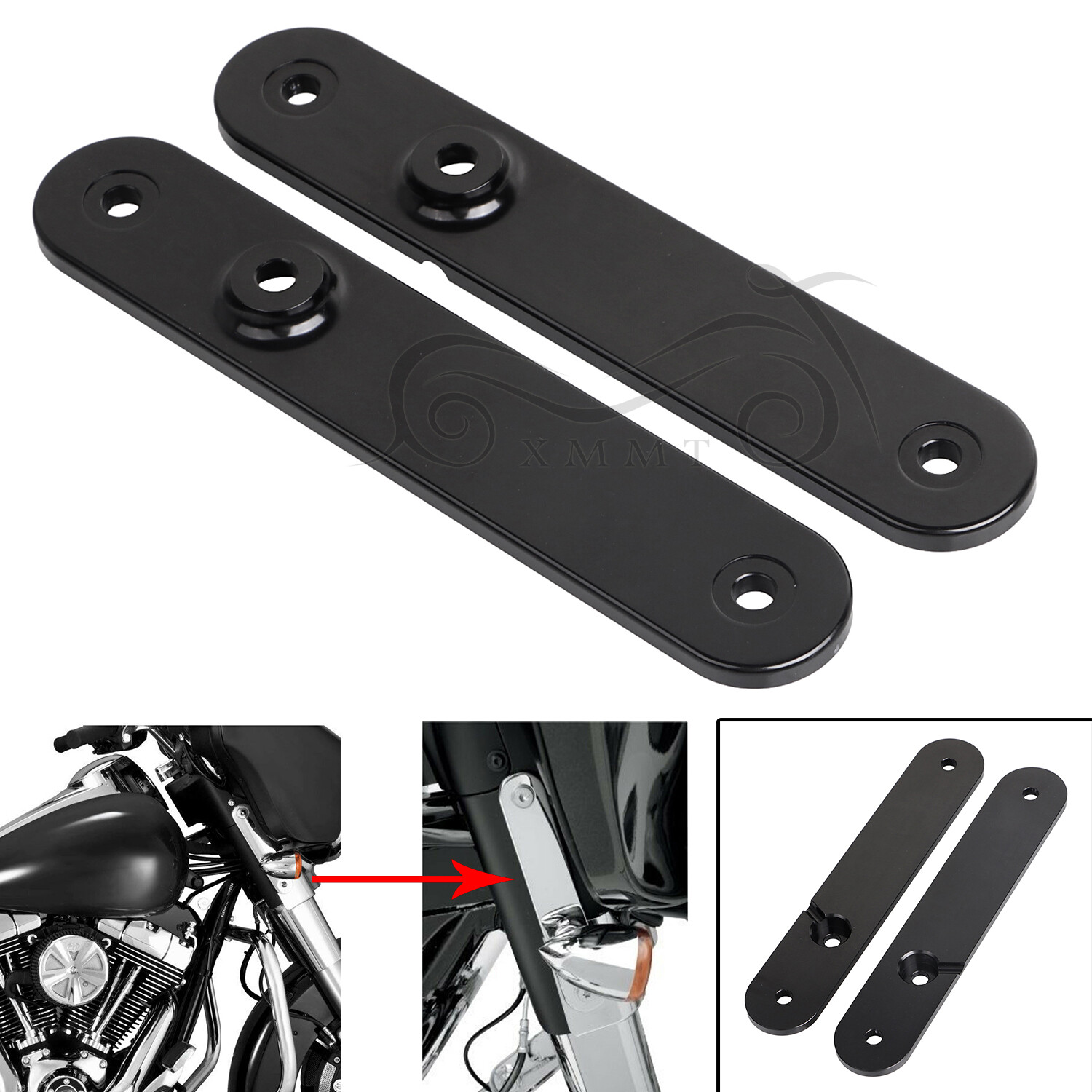 Black Front Turn Signal Relocation Mounts For Harley Road Electra ...