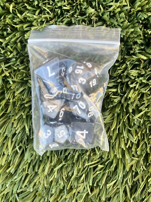 Dungeons and Dragons 7 Dice Set Black Pearl with White Lettering DnD | eBay