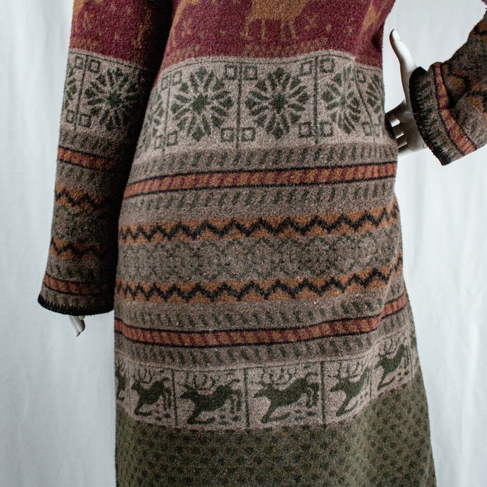 WOODED RIVER Native American Navajo Deer Elk Wool Women Long Coat Size ...