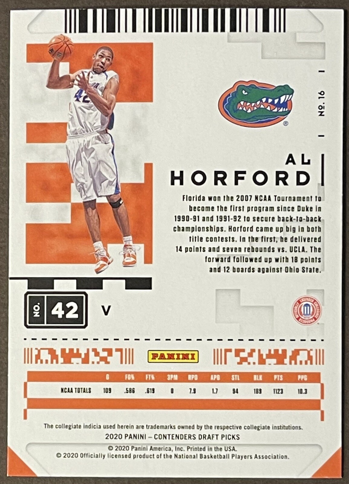 2020-21 Contenders Draft Prospect Ticket #16 Al Horford Florida Gators ...