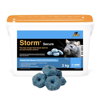 BASF Storm Secure Block Bait 3kg Tub Rat & Mouse Single Feed ...
