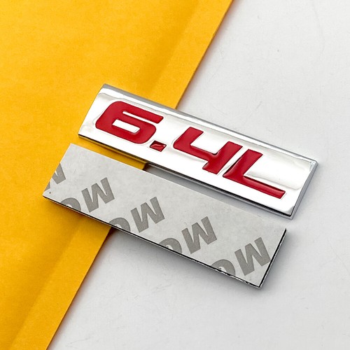 2x Car Fender Trunk Red Chrome 6.4L Car Logo V6 V8 Engine Metal Emblem ...