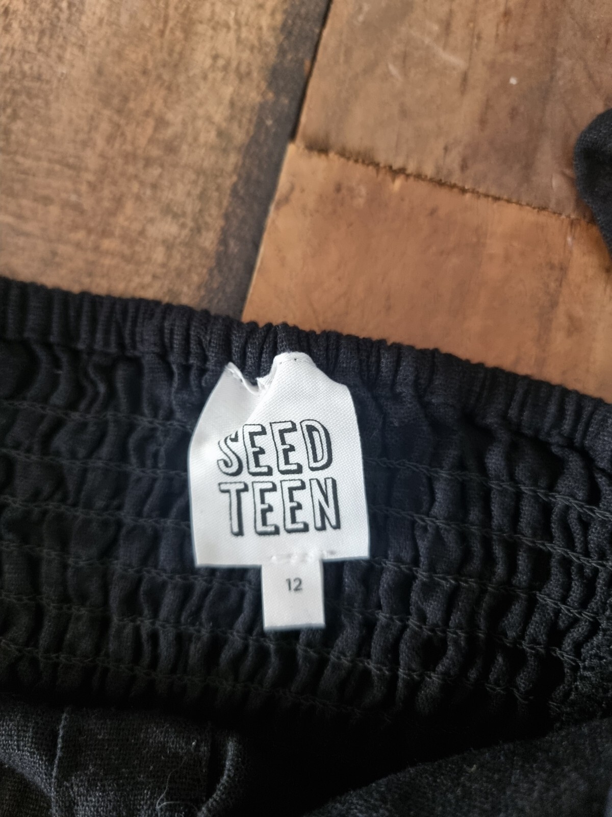 Seed Teen BLACK LINEN STRETCH BACK BUTTON TOP SIZE 12 | eBay