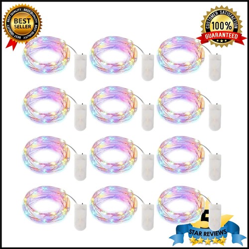 2 Pack Multi-Color Fairy Lights Battery Operated String Lights - 7ft 20 ...