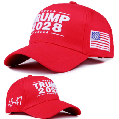 Trump 2028 45-47 Hat Trucker Cap Embroidered Baseball Cap Flag MAGA Hat ...