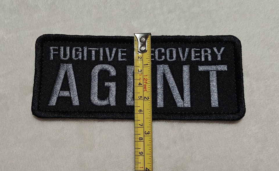 FUGITIVE RECOVERY AGENT HOOK & LOOP TACTICAL ID PATCH GREY & BLACK 3X6 ...