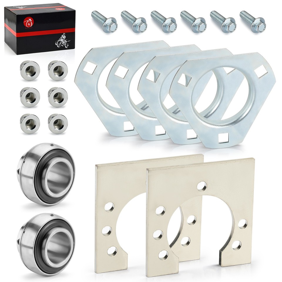 1" Live Axle Bearing Kit 3 Hole Flangettes Mount Hangers For Go Kart ...