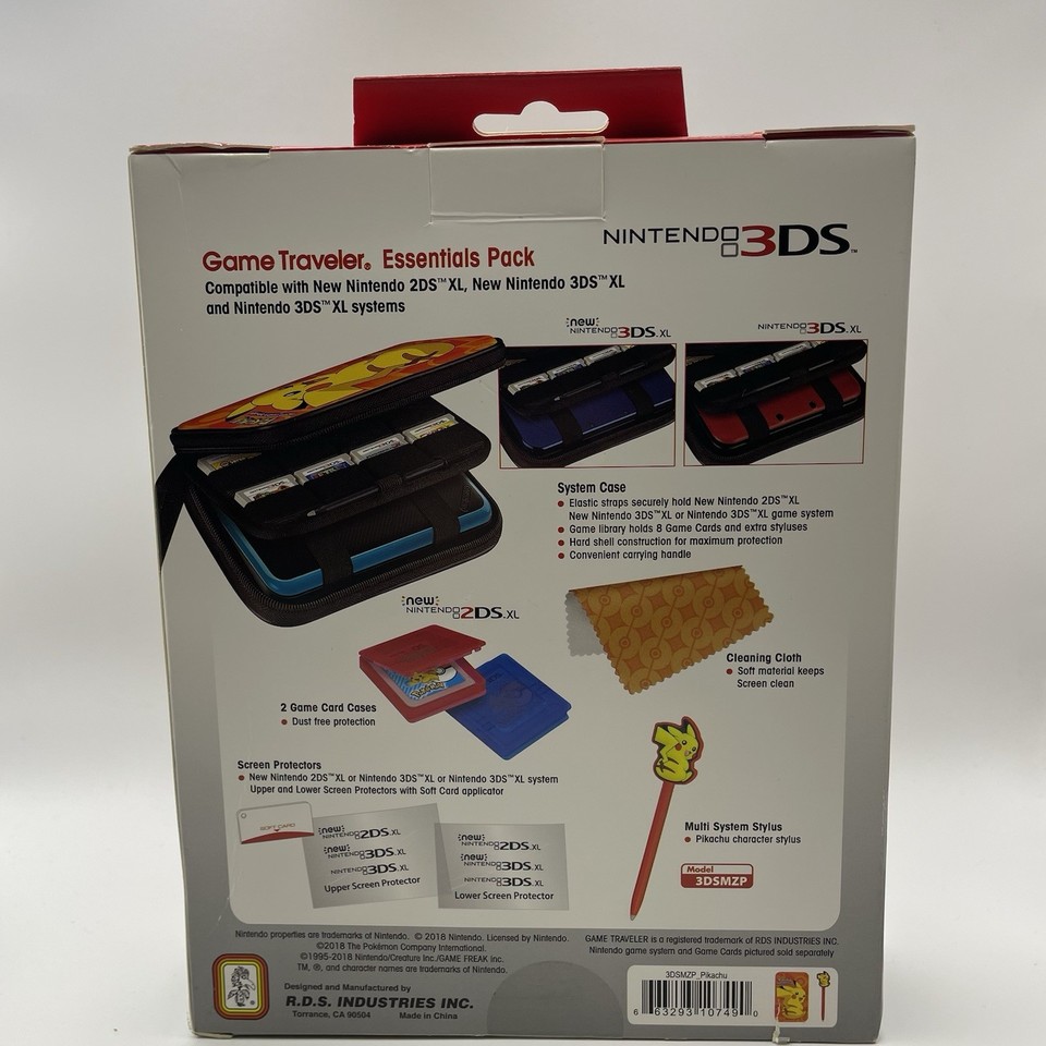 Pokemon Pikachu Nintendo 3DS Travel Carrying Case Sealed Essentials ...