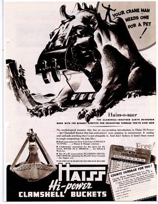 1943 George Haiss Mfg. Co. Ad: "Haiss O Saur" Clamshell Bucket for ...