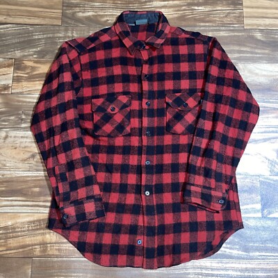 Vintage Woolrich Buffalo Plaid Wool Flannel Hunting Shirt Sz Large Red ...