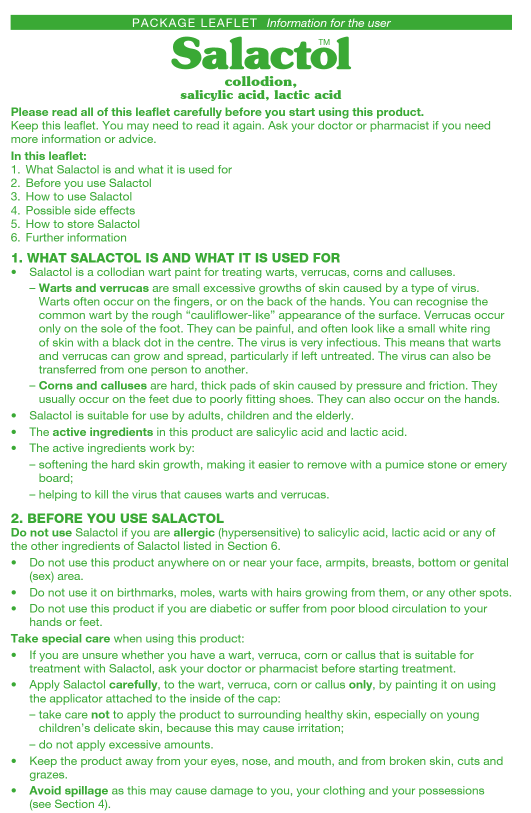 Salactol 10ml Warts Verruca Corns Calluses Paint | eBay