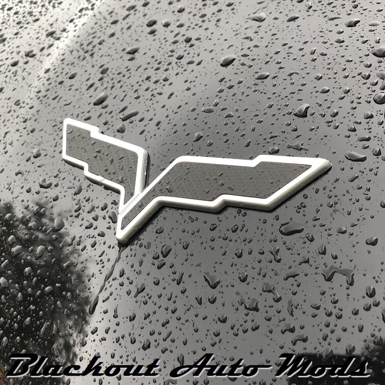 C6 Corvette 2005-2013 Front/Rear Emblem Flag Overlay Blackout Carbon ...