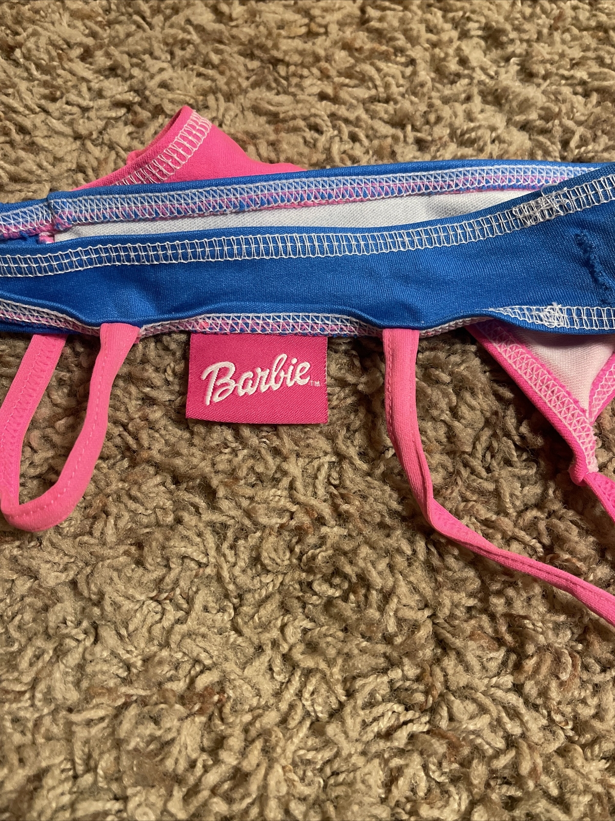 VTG 2001 BARBIE ZONE girls size 4 swimsuit Bikini Neon Pink Blue Mattel ...