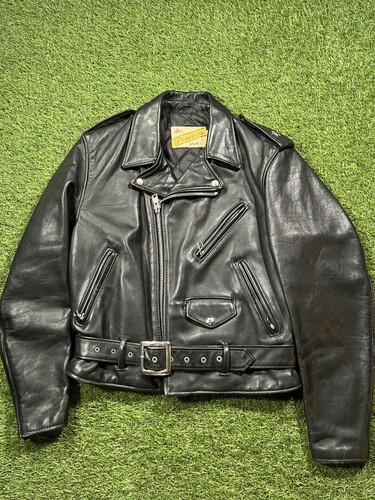 Vintage Schott Bros Perfecto 613 Black Leather Biker Jacket - Talon Zippers - 40 | eBay