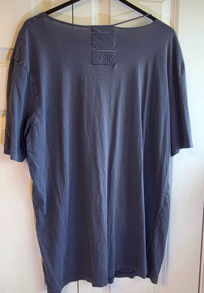 mens AllSaints drop neck t-shirt blue Size Large 67cm long 48cm wide ...