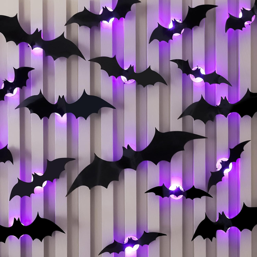 36 PCS LED Bats Halloween Decoration 3D Wall Stickers, Constant Bright ...