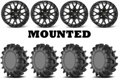 Kit 4 EFX MotoBoss Tires 34x10-16 on ITP Hurricane Matte Black Wheels ...