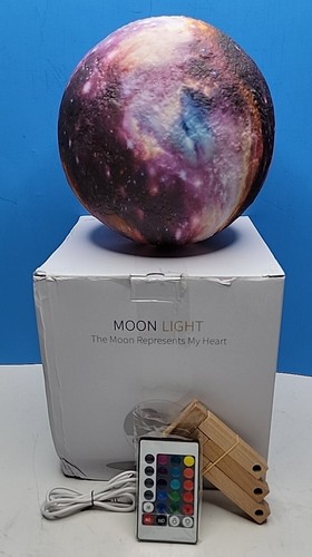 3D LED Galaxy Night Light 3D Printed Moon Light With Remote & Stand | eBay